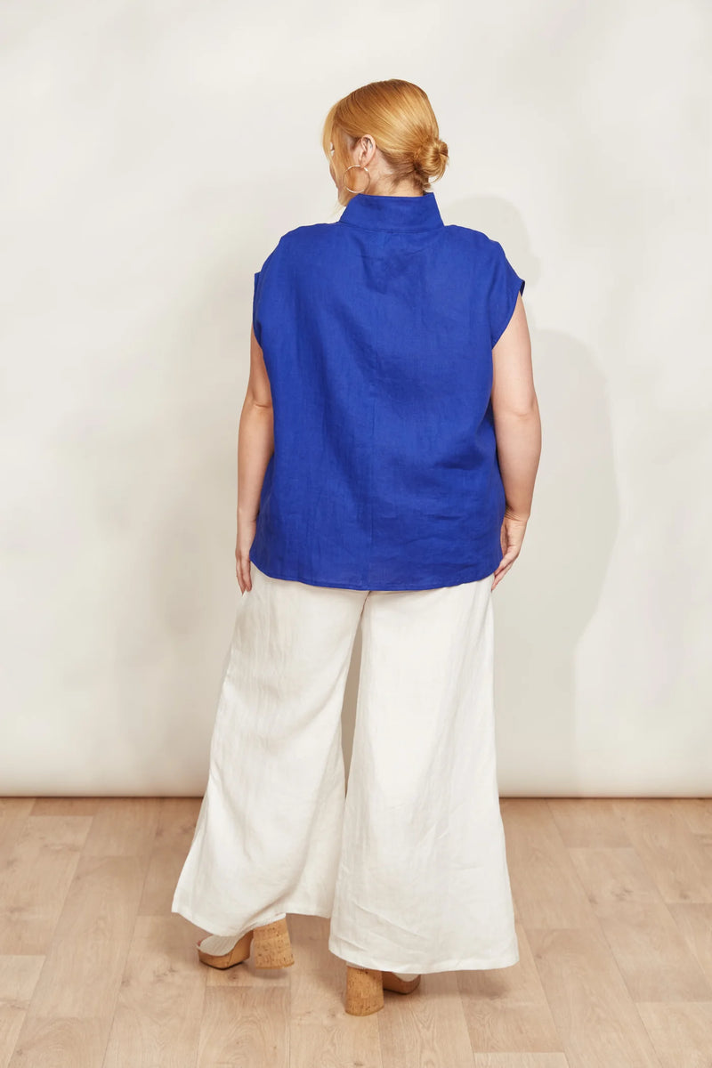 Halcyon Button Top - Cobalt – Live This Randwick